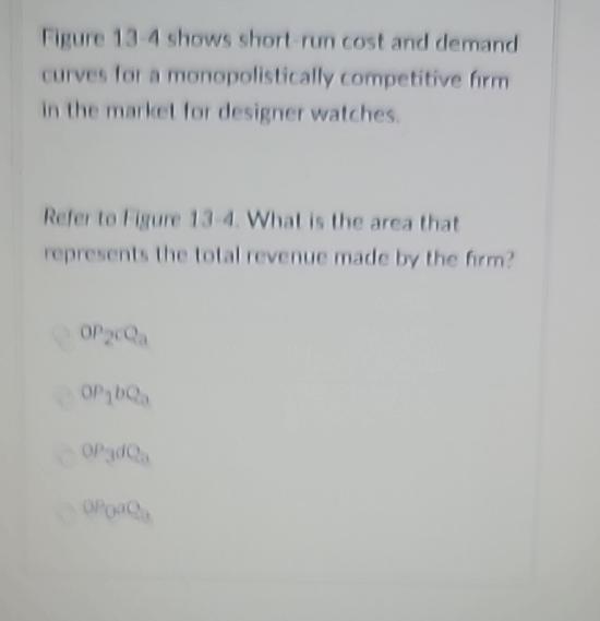 Solved Figure 13-4 ﻿shows short run cost and demand curves | Chegg.com