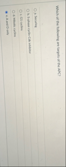 Solved Which of the following are targets of the APC?a. | Chegg.com