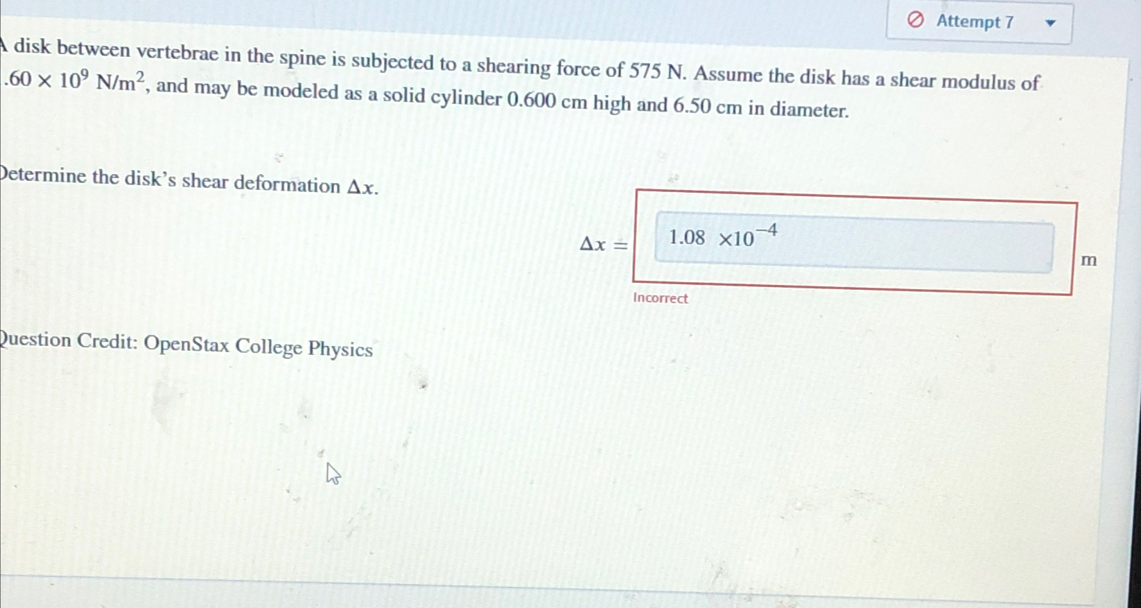 Solved disk between vertebrae in the spine is subjected to a | Chegg.com