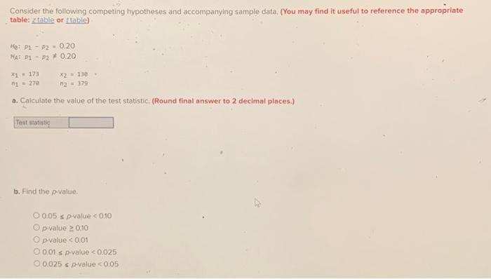 Solved Consider the following competing hypotheses and | Chegg.com