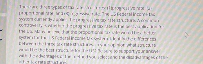 Solved There are three types of tax rate structures: | Chegg.com