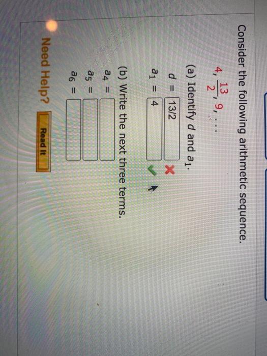 Solved Consider the following arithmetic sequence. 4, | Chegg.com