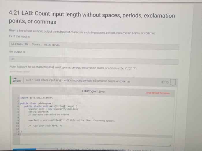 Solved 4.21 LAB: Count input length without spaces, periods, | Chegg.com