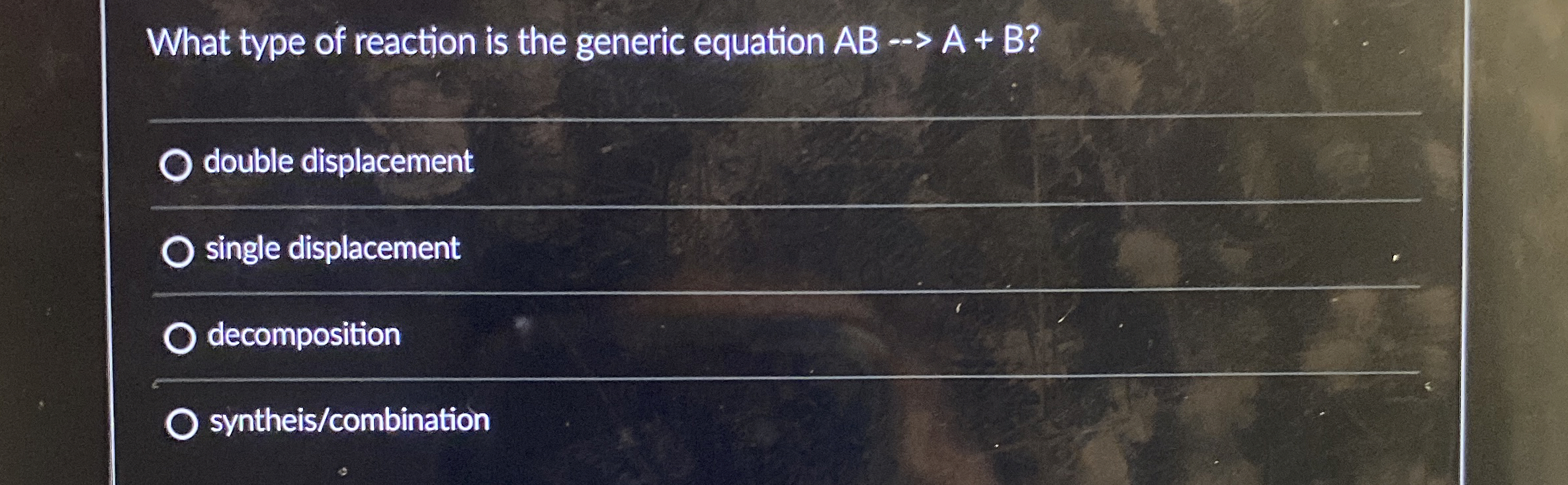 Solved What type of reaction is the generic equation | Chegg.com
