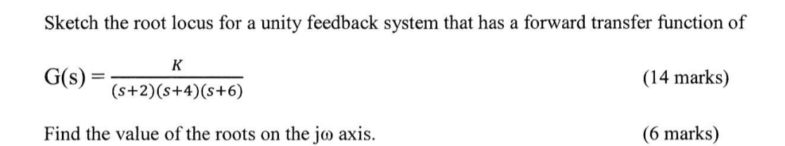 Solved Sketch the root locus for a unity feedback system | Chegg.com