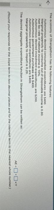 Solved The economy of Stranglethom has the following | Chegg.com