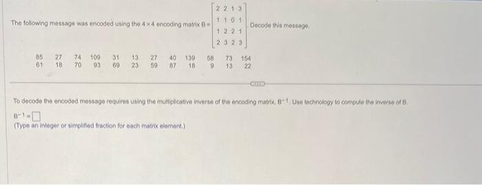 Solved The following message was encoded using the 4×4 | Chegg.com