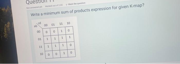 Solved Write a minimum sum of products expression for given | Chegg.com