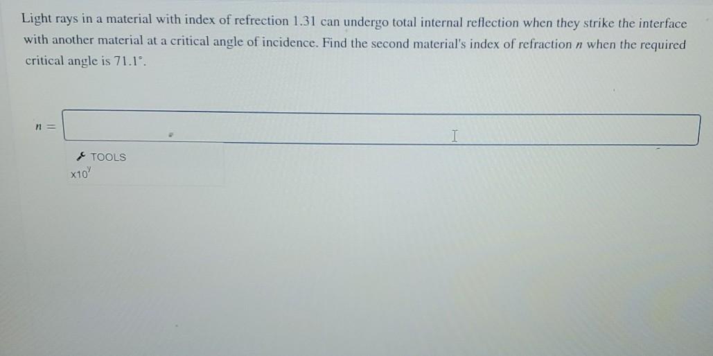 Solved Light rays in a material with index of refrection | Chegg.com