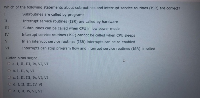 Solved Which of the following statements about subroutines | Chegg.com