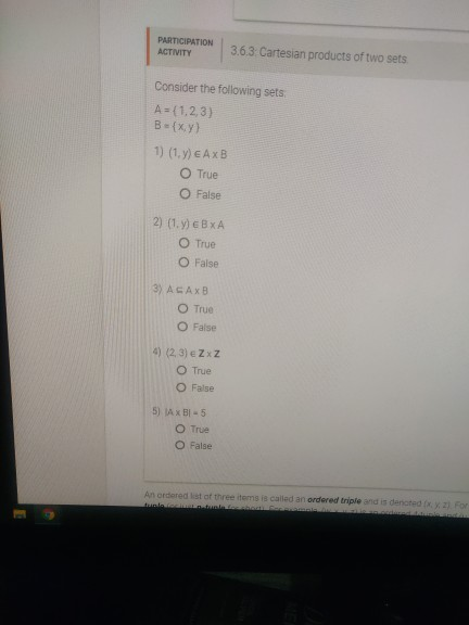 Solved PARTICIPATION ACTIVITY 3.6.3. Cartesian products of | Chegg.com