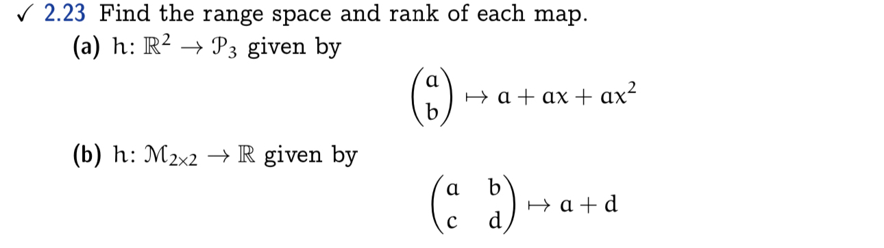 Solved 2.23 ﻿Find the range space and rank of each | Chegg.com