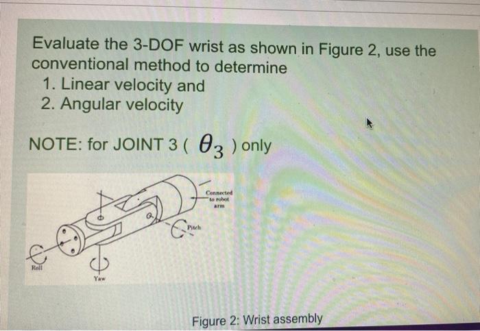 Solved Evaluate the 3-DOF wrist as shown in Figure 2, use | Chegg.com