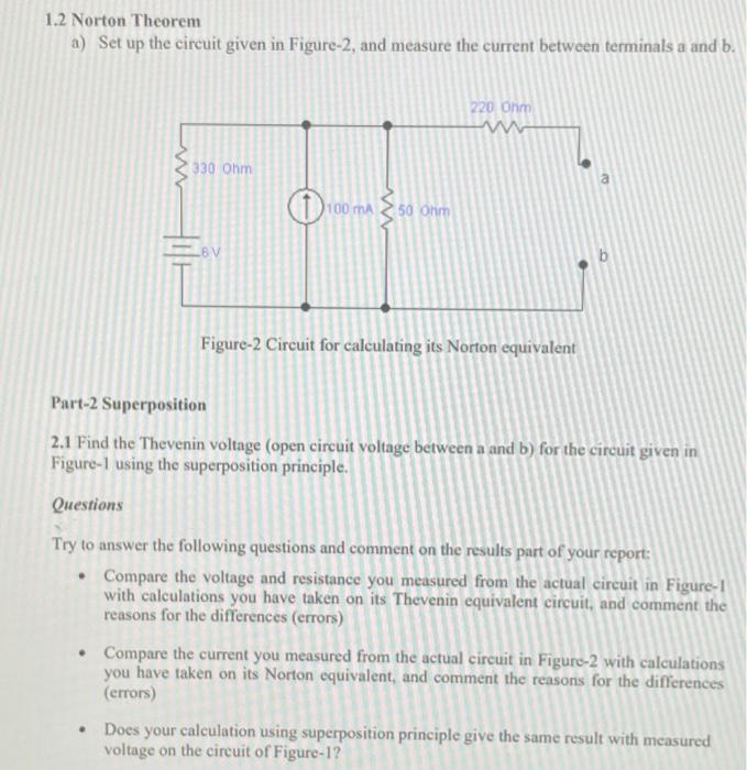 Solved Thevenin, Norton and Superposition Theorems | Chegg.com