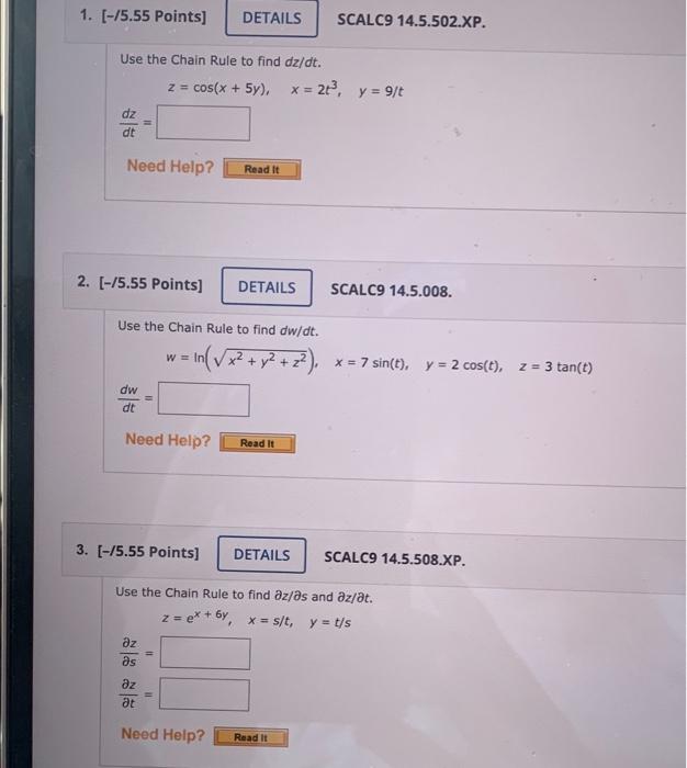 Solved 1. [-15.55 Points] DETAILS SCALC9 14.5.502.XP. Use | Chegg.com