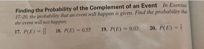 Solved Finding the Probability of the Complement of an Event | Chegg.com