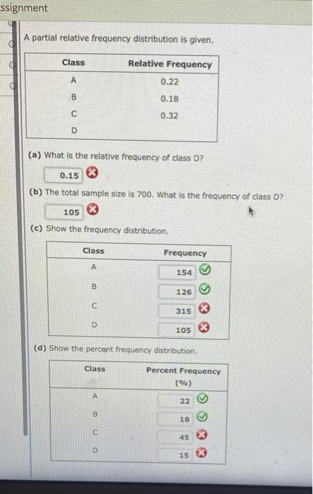 Solved A partial relative frequency distribution is given. | Chegg.com