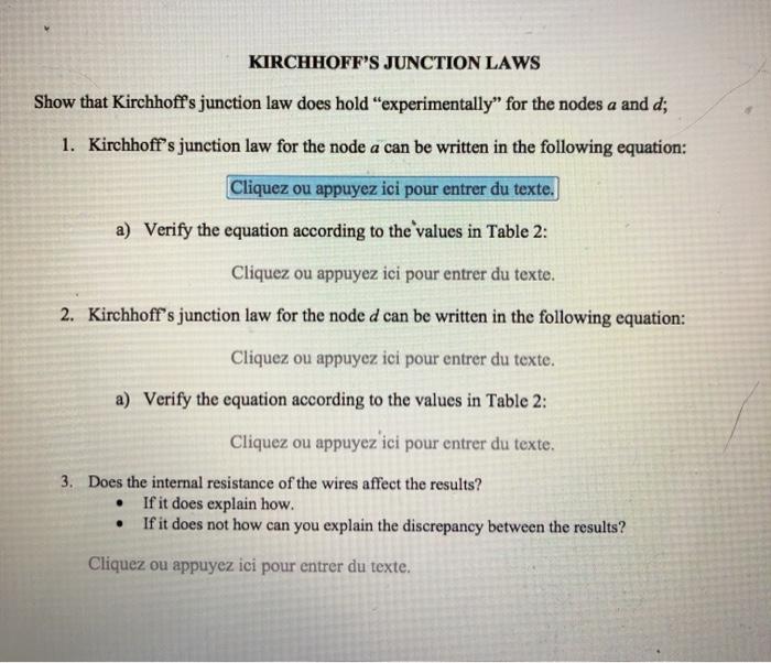 Solved KIRCHHOFF'S JUNCTION LAWS Show that Kirchhoff's | Chegg.com