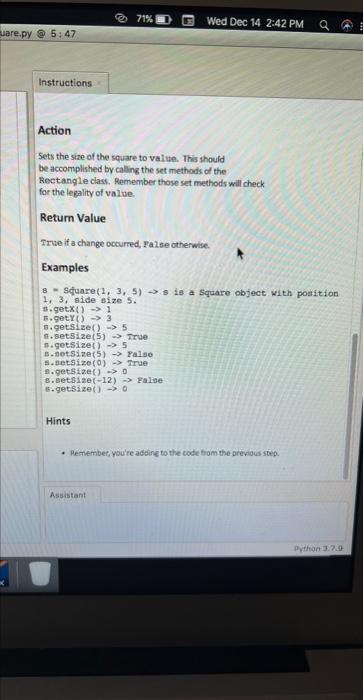 Solved Exercise: Square Get/Set Methods Description In this | Chegg.com
