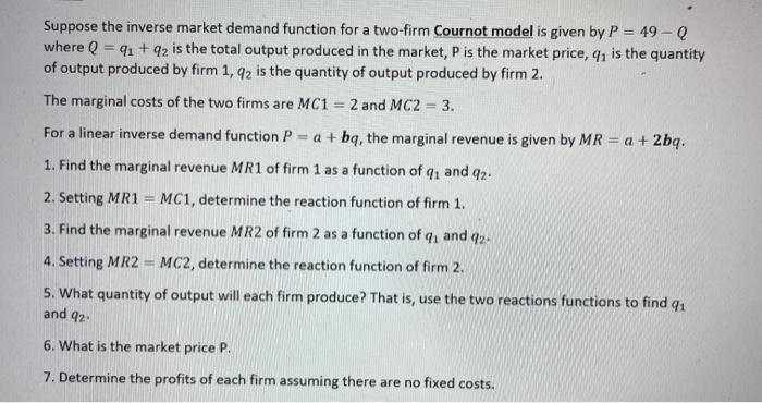 Solved Suppose the inverse market demand function for a | Chegg.com