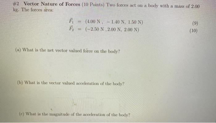 Solved #2 Vector Nature of Forces (10 Points) Two forces act | Chegg.com