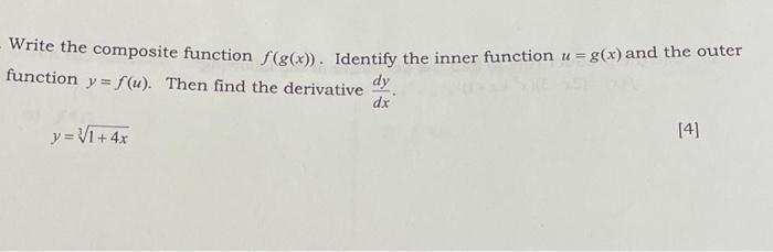 Solved Write the composite function f(g(x)). Identify the | Chegg.com