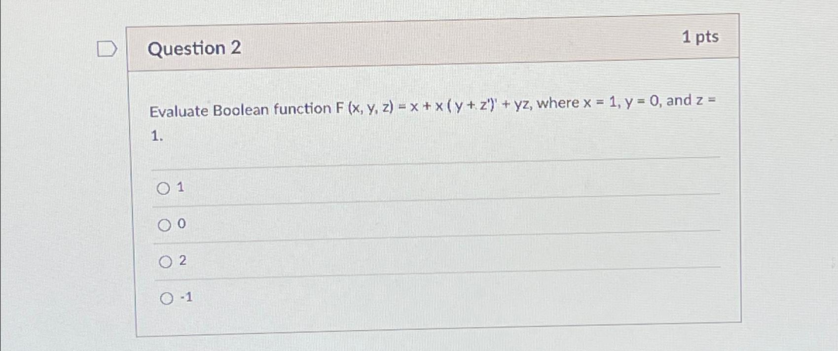 Solved Question 21 ﻿ptsevaluate Boolean Function