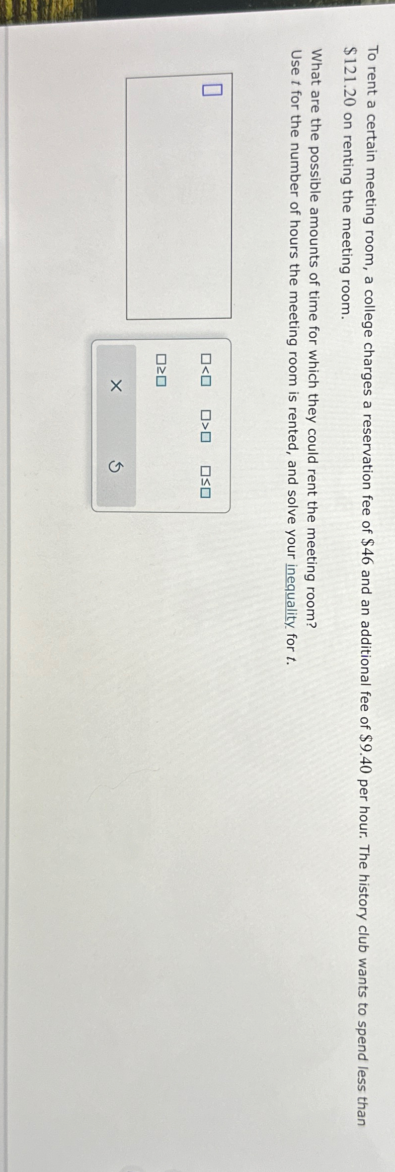 Solved To rent a certain meeting room, a college charges a | Chegg.com
