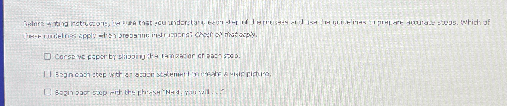 Solved Before writing instructions, be sure that you | Chegg.com