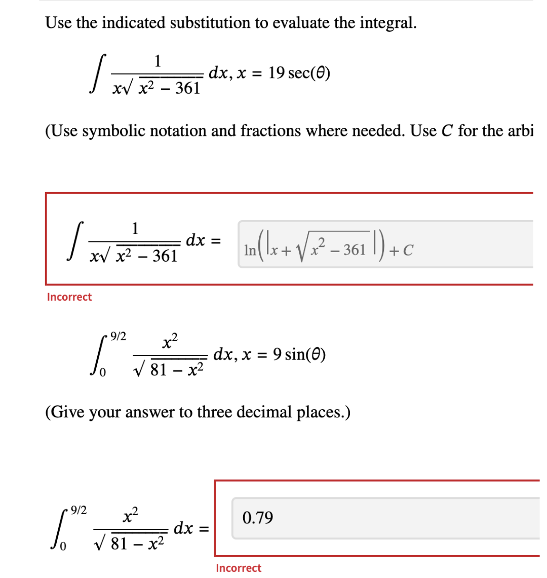 Solved Use the indicated substitution to evaluate the | Chegg.com