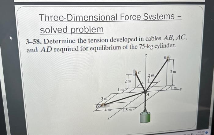 Solved Three Dimensional Force Systems Solved Problem 3 58