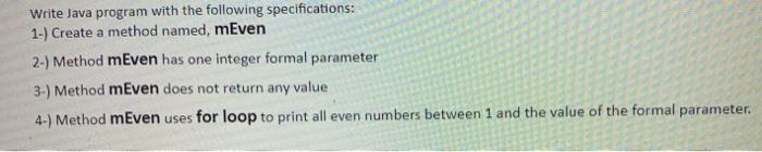 Solved Write Java program with the following specifications: | Chegg.com