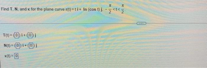 Solved Find T, N, and for the plane curve r(t)=ti+ In | Chegg.com