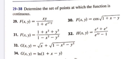 Solved 29-38 Determine the set of points at which the | Chegg.com