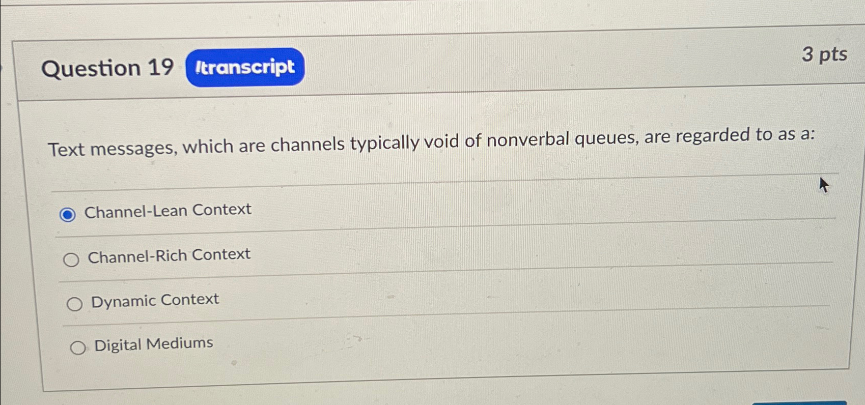 Solved Question 193 ﻿ptsText messages, which are channels | Chegg.com