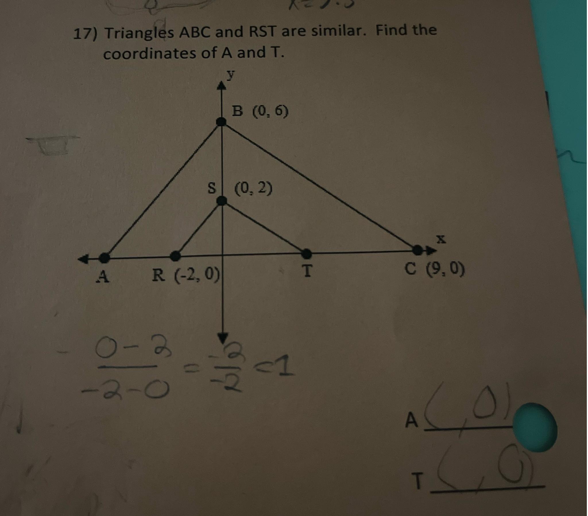 Solved Triangles ABC and RST are similar. Find the | Chegg.com