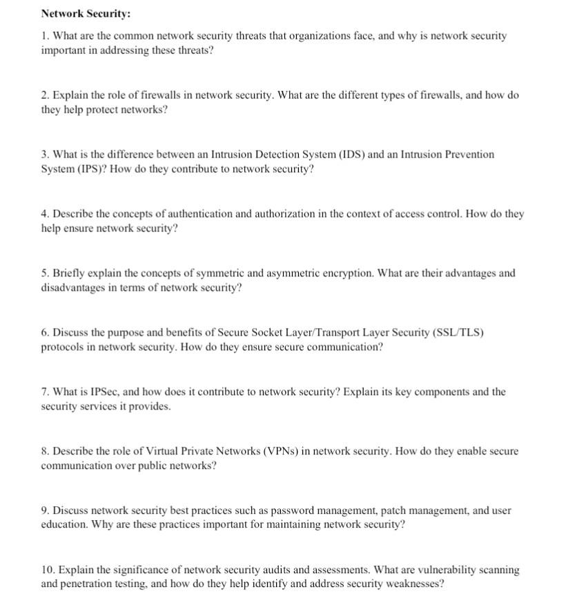 Solved 1 What Are The Common Network Security Threats That