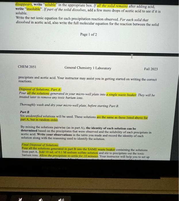 Solved Introduction: In this experiment, precipitation | Chegg.com