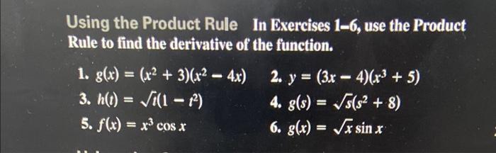 Solved Using the Product Rule In Exercises 1-6, use the | Chegg.com