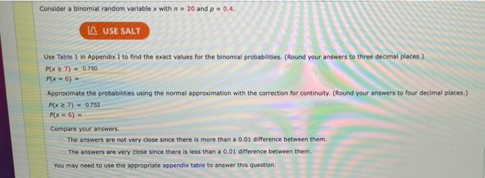 Solved Consider a binomial random variable x within = 20 and | Chegg.com