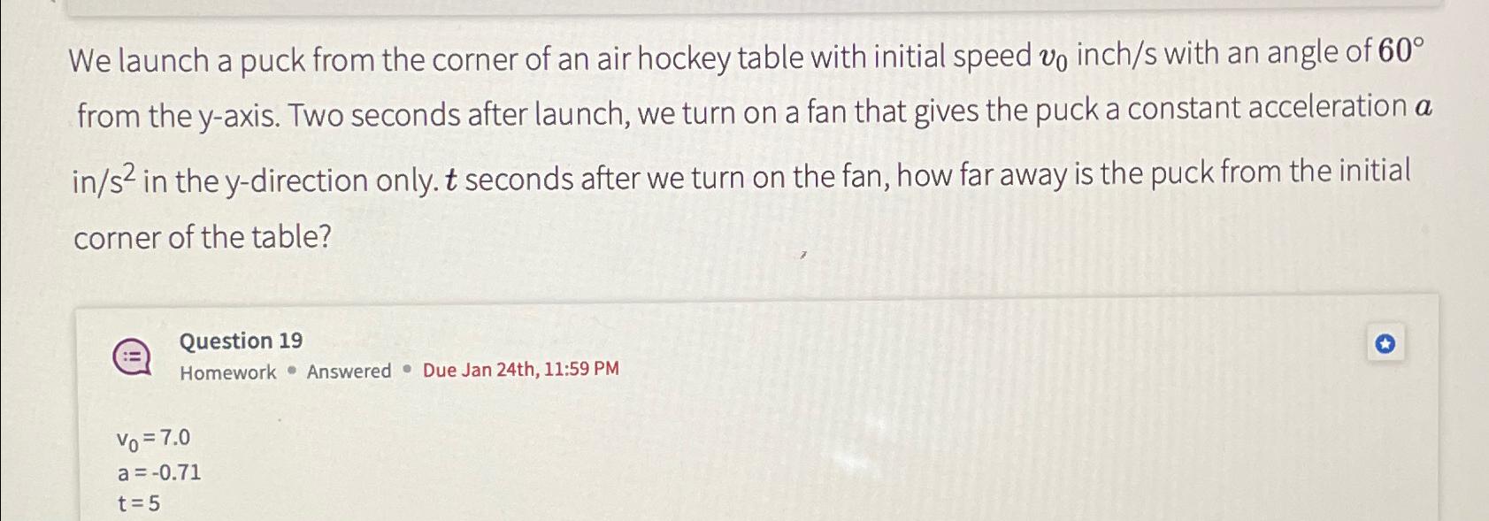 Solved We launch a puck from the corner of an air hockey | Chegg.com