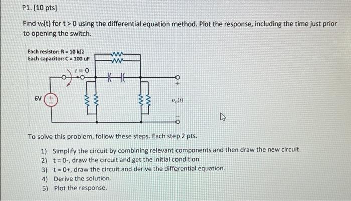 Solved P1. [10 pts] Find vo(t) for t> 0 using the | Chegg.com