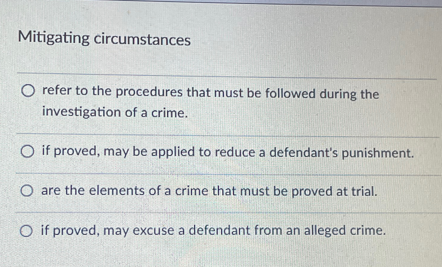 Solved Mitigating circumstancesrefer to the procedures that | Chegg.com