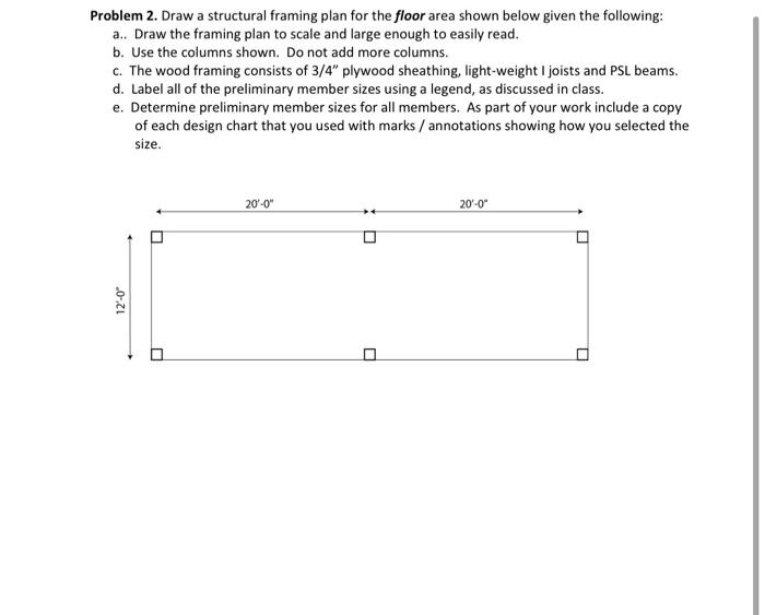 Solved Problem 2. Draw a structural framing plan for the | Chegg.com