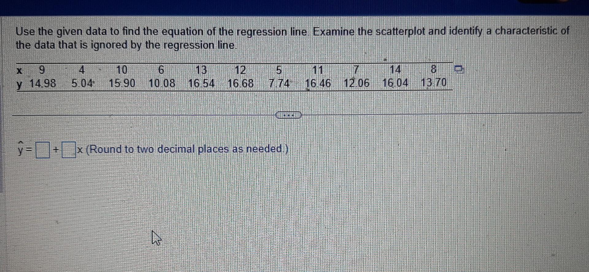 Solved Use the given data to find the equation of the | Chegg.com
