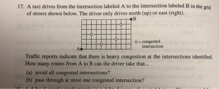 Solved 17. A taxi drives from the intersection labeled A to | Chegg.com