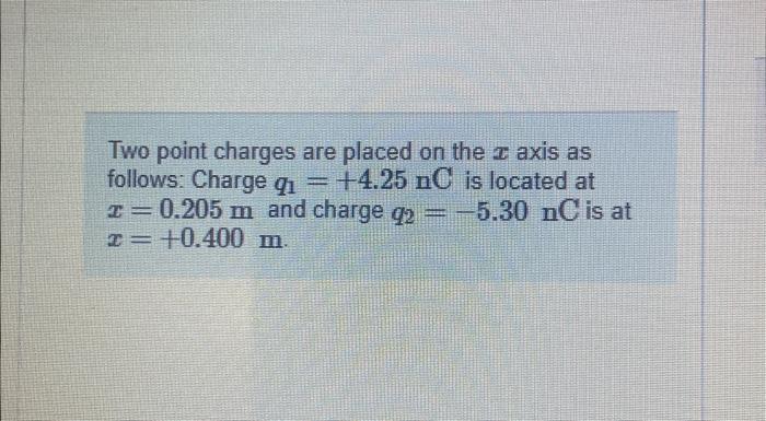 Solved Two point charges are placed on the x axis as | Chegg.com