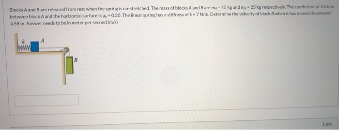 Solved Blocks A and B are released from rest when the spring | Chegg.com