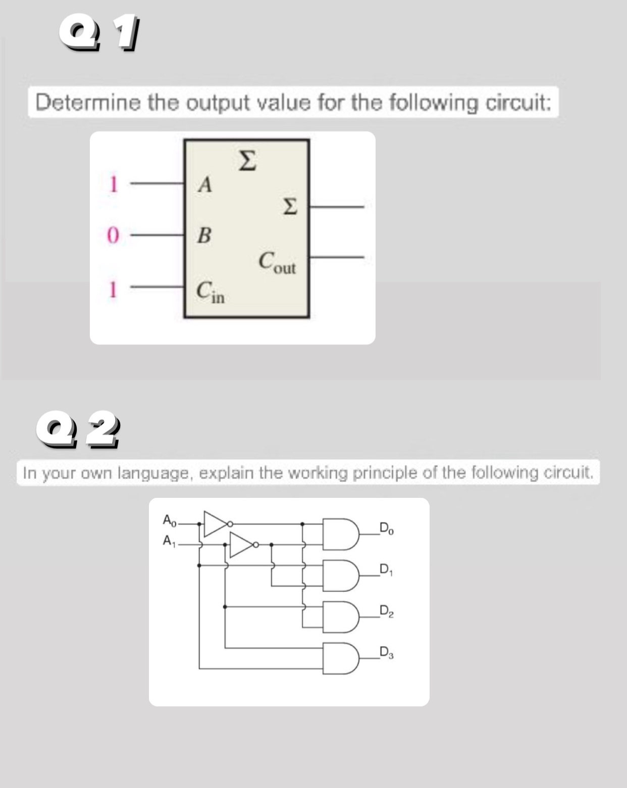 Determine the output value for the following | Chegg.com