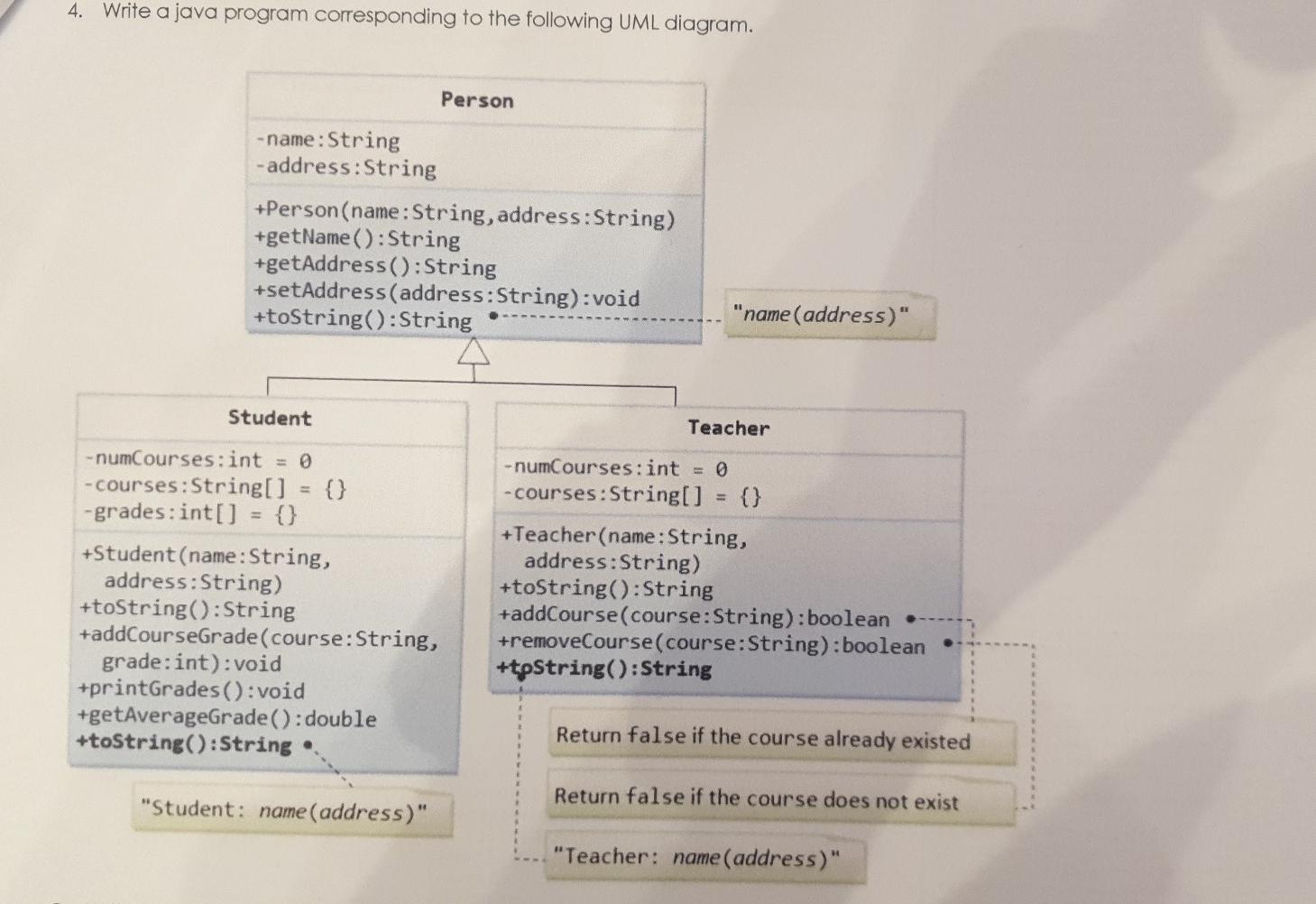 Solved 4. Write a java program corresponding to the | Chegg.com